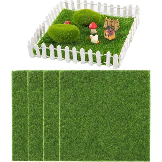 Herbe De Mousse Miniature 4 Pcs Gazon Artificiel De Jardin Tapis De Pelouse Verte Artificielle ...