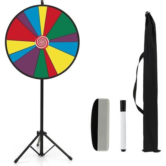 GOPLUS Roue de Fortune Réutilisable 76 CM, Roue de Prix à Hauteur ...