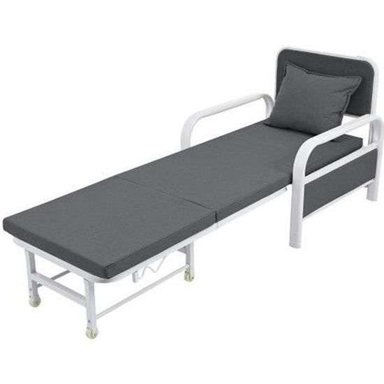 MERAX Lit d’Appoint Pliable 57X187cm avec Roulettes+Matelas, Lit 1 ...