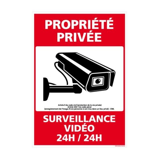 Panneau Sécurité Propriété Privée - SIGNALETIQUE.BIZ FRANCE - Adhésif 210x300mm - Surveillance ...