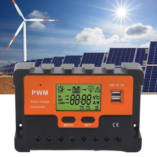 Contrôleur de charge solaire PWM 50A 12V 24V 48V - ZJCHAO - Sélection manuelle - Large ...