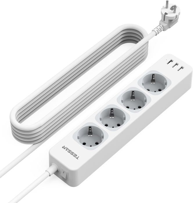 4 Prises Multiprise avec USB Rallonge Multiprise 5M 7 en 1 Multiprise ...