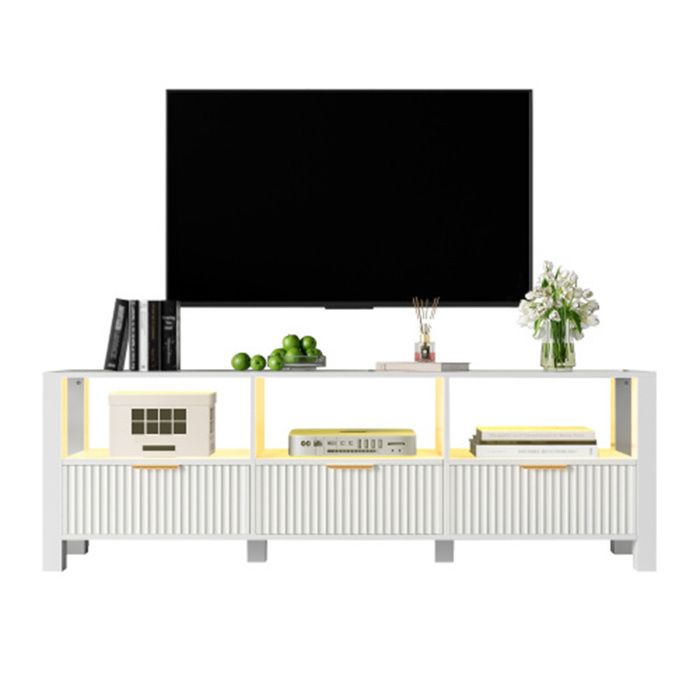 Meuble TV moderne blanc de 152,5 cm, design simple et élégant ...