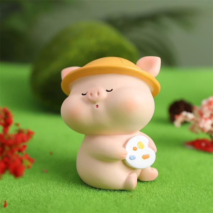 Mini cochon résine cochon Statue Feng Shui Statue Miniature gâteau ...