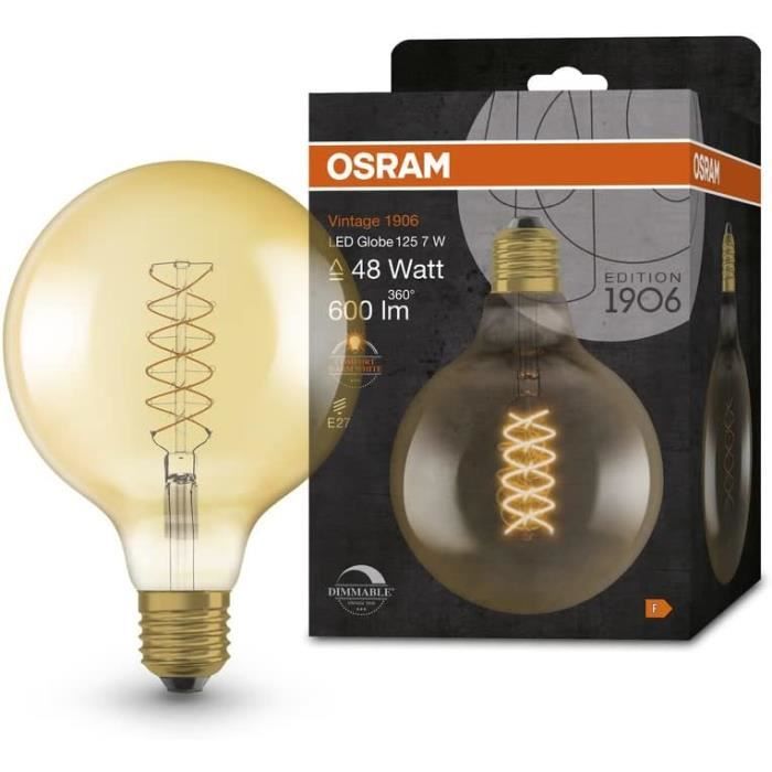 Gold tinted LED lamp, 4.8W, 420lm, globe shape with 125mm diameter & E27 base, warm white light ...