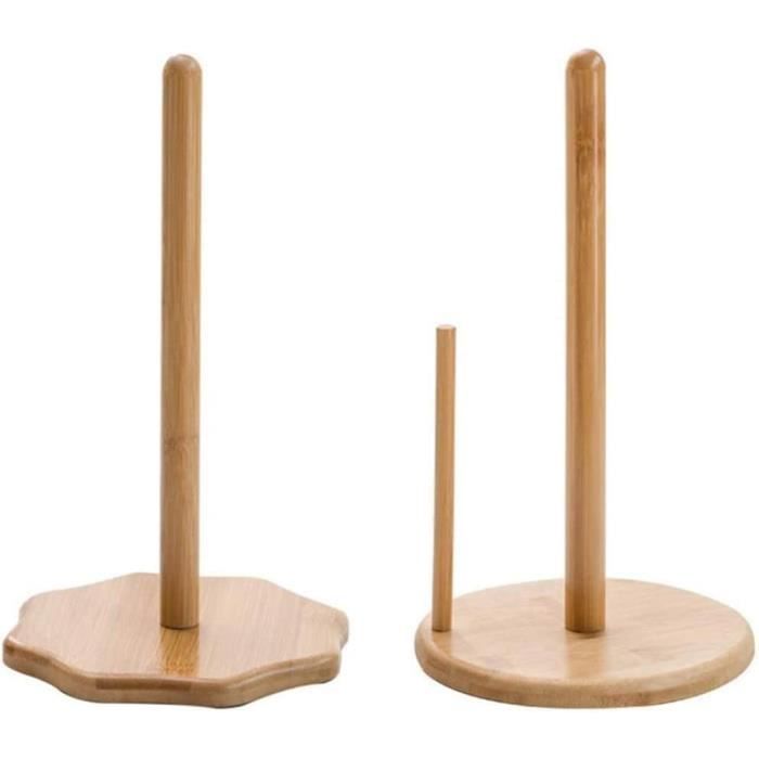Lot de 2 supports de papier de cuisine en bambou, support de rouleau de ...