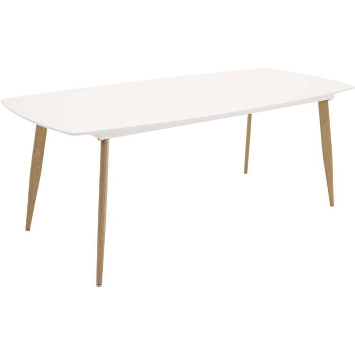 Table de repas en MDF et acier Polar 240 x 100 cm Blanc - Cdiscount Maison