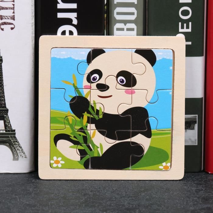 4-pandas - Puzzle en bois de dessin animé pour enfants, Jouets de ...