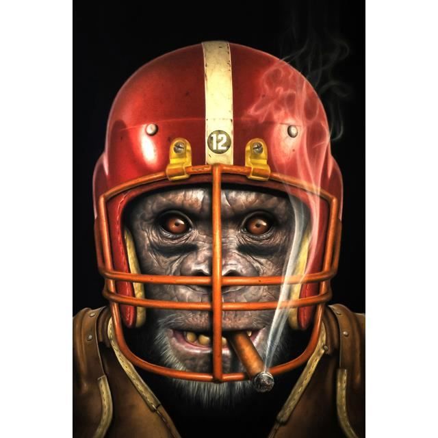 Tableau - Toile,Toile d'art Punk orang-outan,singe,carlin,casque ...
