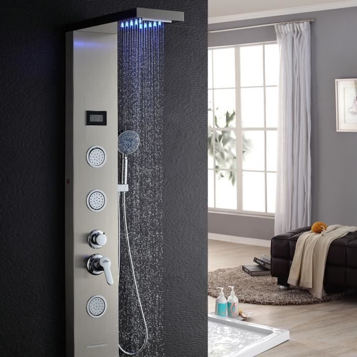 Auralum Panneau de Douche LED avec Deux Douche Cascade/Colonne de ...