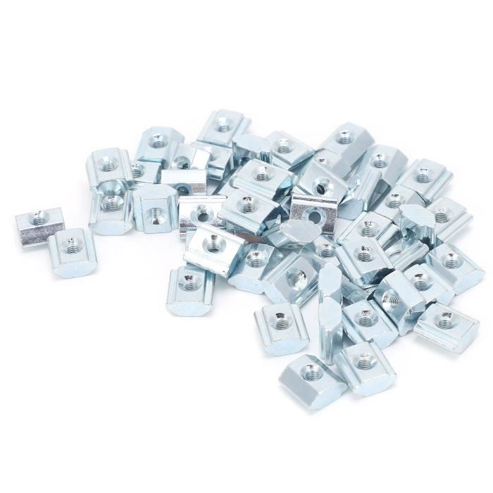 Cikonielf écrou coulissant M3 50 pièces écrou coulissant norme européenne 20 # M3 T-type en ...