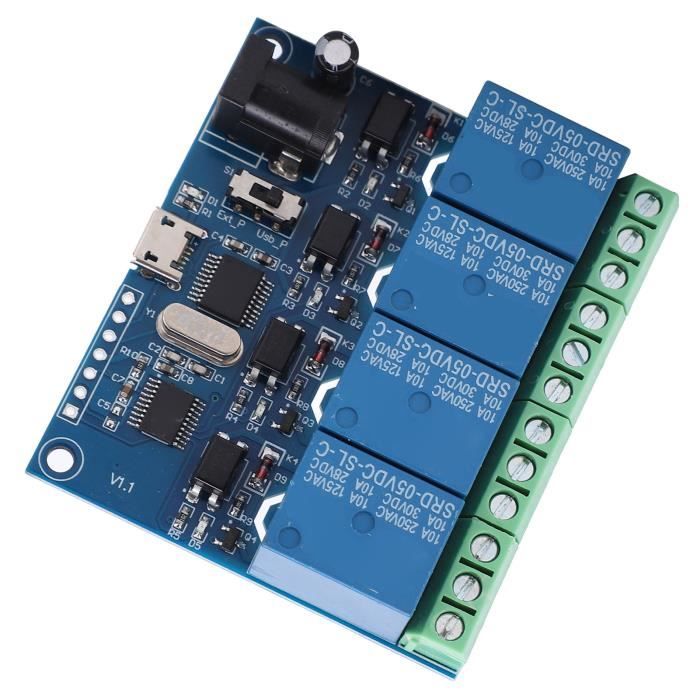 Fdit Module relais sans fil DC5V Module de relais à 4 canaux USB ... Fdit Module relais sans fil DC5V Module de relais à 4 canaux USB ...