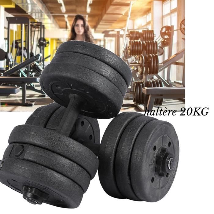 VAG Ensemble D'haltères Musculation Réglable en Fer de 20 kg avec Barre ...