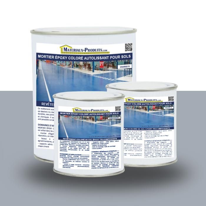 Mortier époxy coloré autolissant pour sols Kit de 20 Kg Gris Béton RAL ...