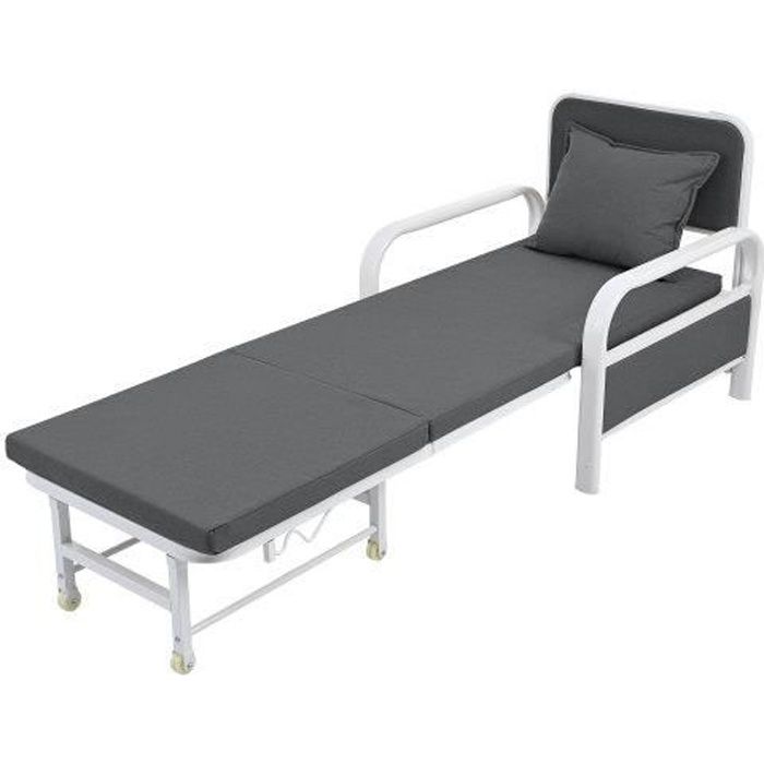 MERAX Lit d’Appoint Pliable 57X187cm avec Roulettes+Matelas, Lit 1 ...