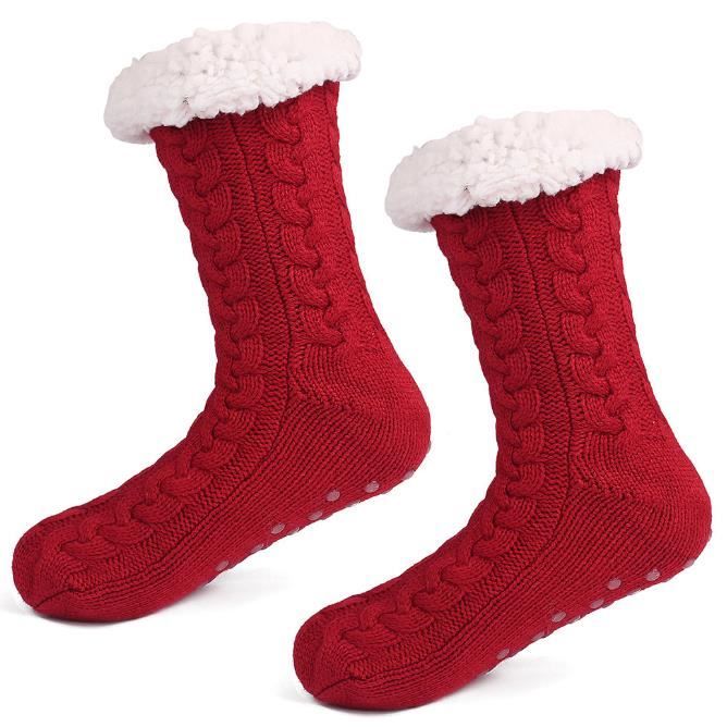 Chaussons Chaussettes Hiver Femme - Semelle Antidérapante Doublée ...