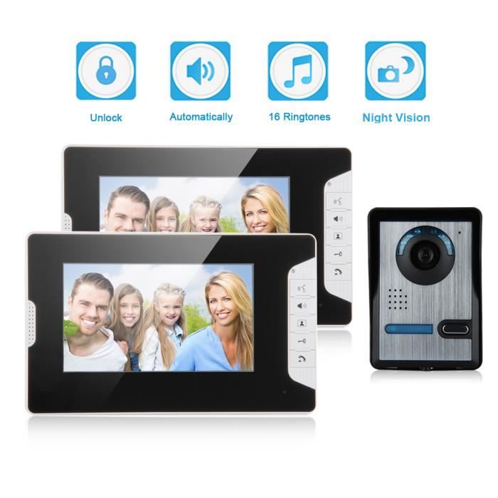 INTERPHONE - VISIOPHONE-Vidéo Interphone sans fil 7" TFT LCD-couleur 1/ ...
