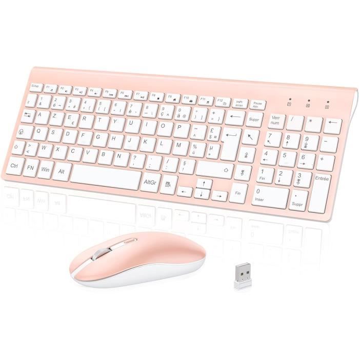 Ensemble Clavier Souris Sans Fil, Pack Clavier Souris Azerty Français ...