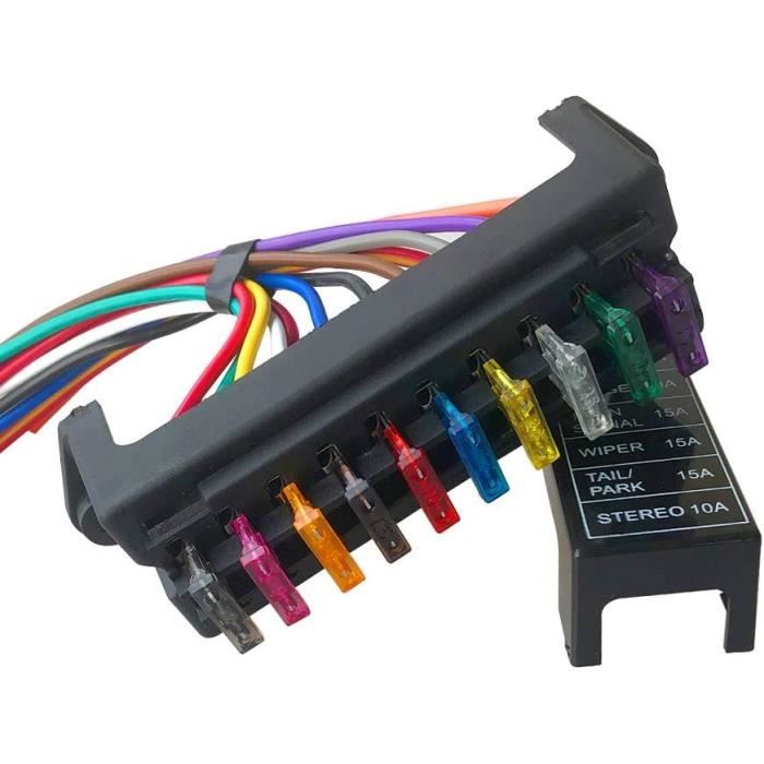 QitinDasen Premium 10 Voies Boîte à Fusibles avec Câbles, Porte-Fusible ...