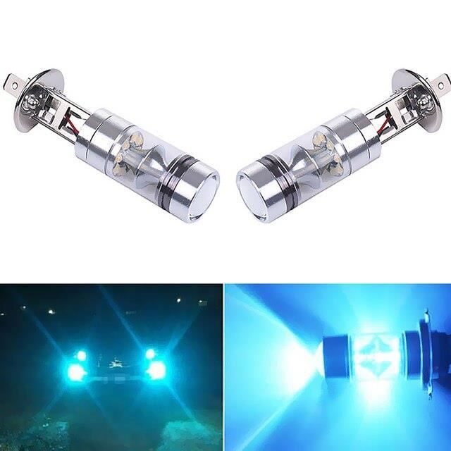 Feux de brouillard,--Ampoules antibrouillard Led 100W H1 20SMD, 2 pièces, 8000K, bleu glacé ...