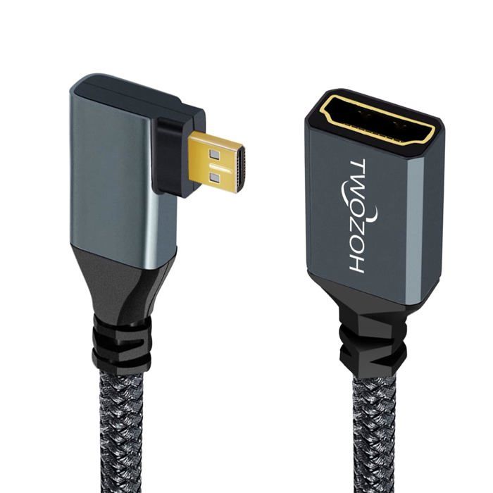 Adaptateur Micro HDMI vers HDMI Droit Angle Coudé 90° Degré, Câble ...