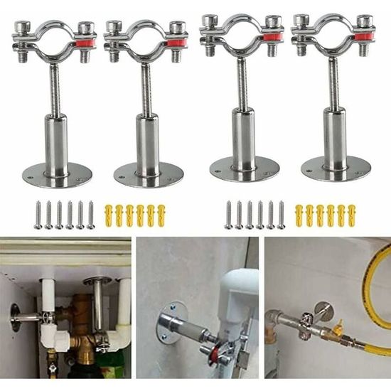 4Pcs Support Mural en Acier Inoxydable pour Tuyau 19-22mm Colliers de ...