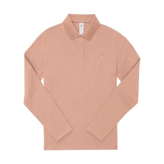 Polo manches longues - Femme - PW464 - rose - 100% coton - 210 g/m ...