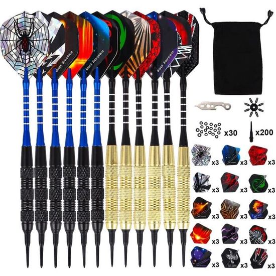 Flechette Plastique Fléchettes 12 pcs 18 Grammes avec 200 Pointe ...