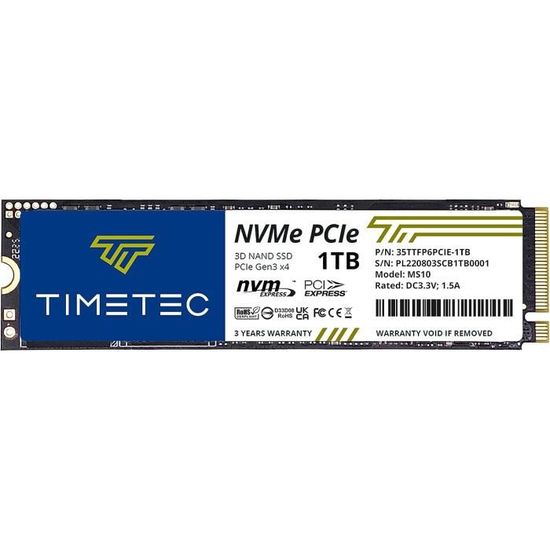 1To Ssd Nvme Pcie Gen3X4 8 Go-S M.2 2280 3D Nand Tlc 600 Tow Cache Slc ...