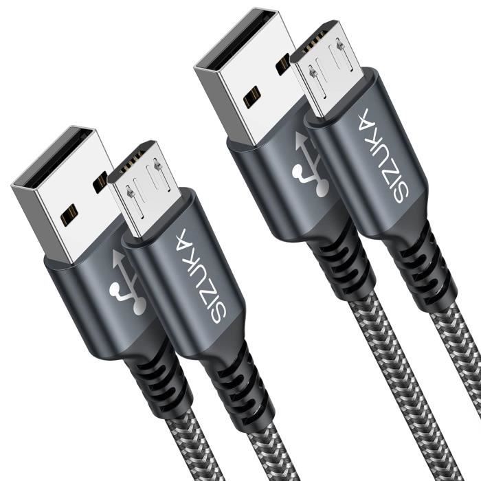 Câble Micro USB [1M-Lot de 2] Chargeur Micro USB 3A Charge Rapide,Nylon ...