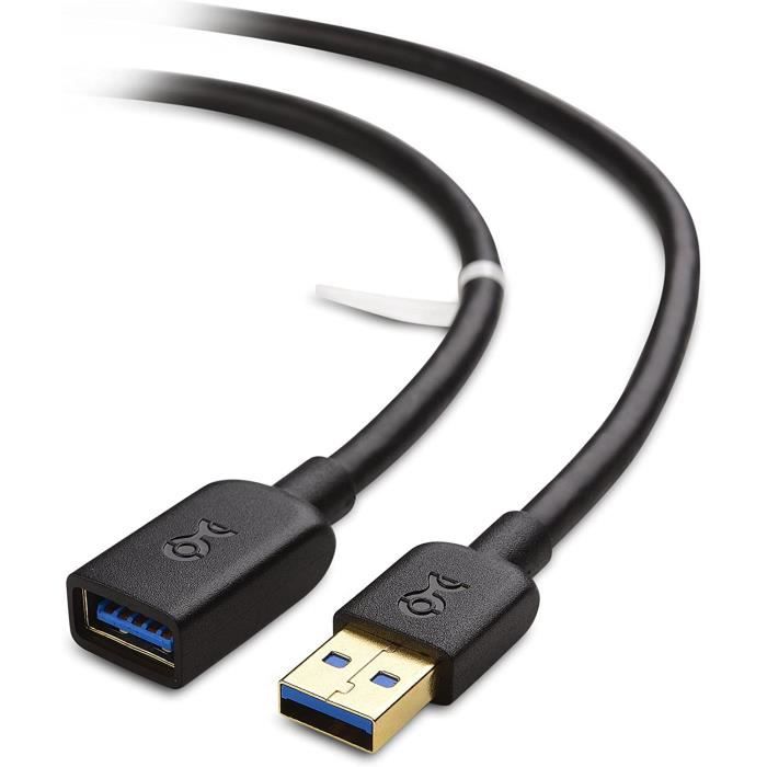 Câble ralonge USB 2 m (rallonge usb 3.0Cable USB Male Femelle) noir ...