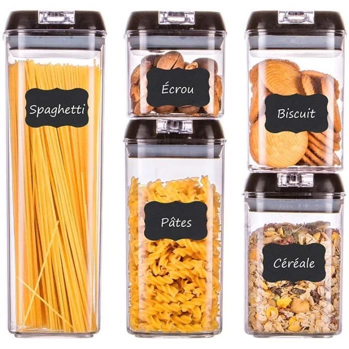 Boîtes à Céréales Lot de 5 Bocaux Hermetiques Alimentaires en Plastique ...