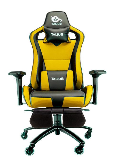 Talius caiman gaming black/yellow chair, footrest, 4d, frog, metal base ...