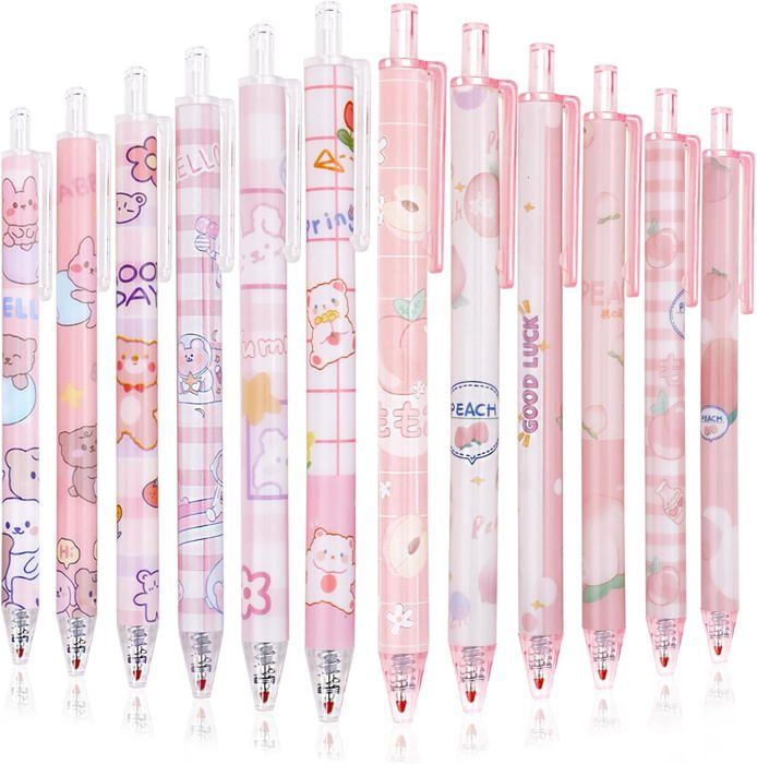 12 Stylo Kawaii,0.5mm Mignon Stylo Bille,Stylo Kawaii Cartoon pour ...