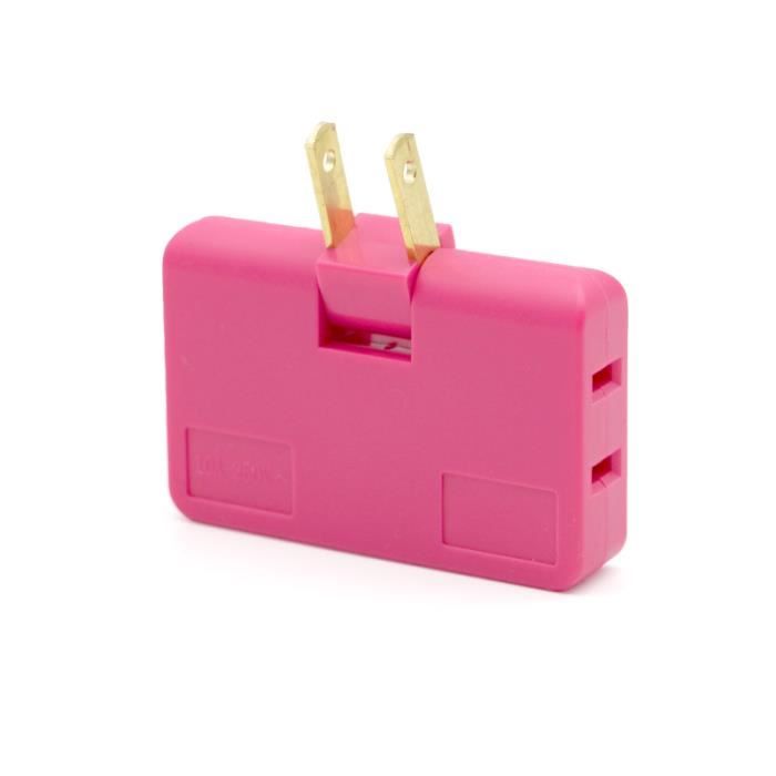Pink Us Plug-Adaptateur électrique, prise d'extension 3 en 1, Rotation ...