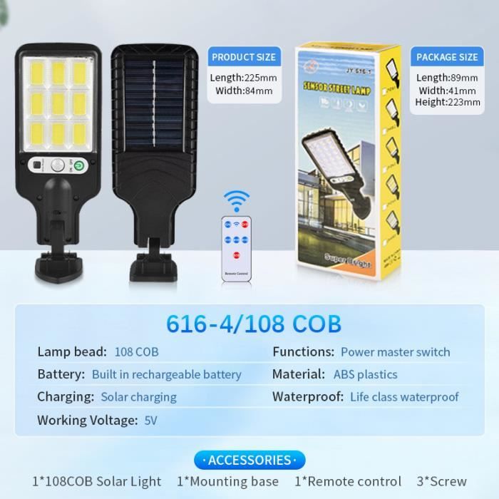 Balise-borne solaire,Lampadaire solaire LED COB avec détecteur de ...