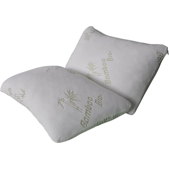 , Oreiller De Luxe En Bambou Queen 50X76Cm Hg5076Bm-Blanc[n743 ...