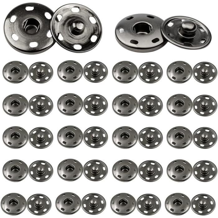Bouton Pression 50 Sets Boutons Pression à Coudre Boutons Invisibles ...