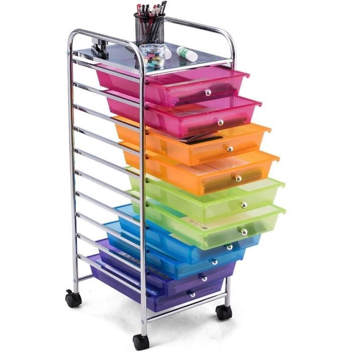 Chariot de Rangement,Desserte à roulettes,Tour de Rangement en Métal ...