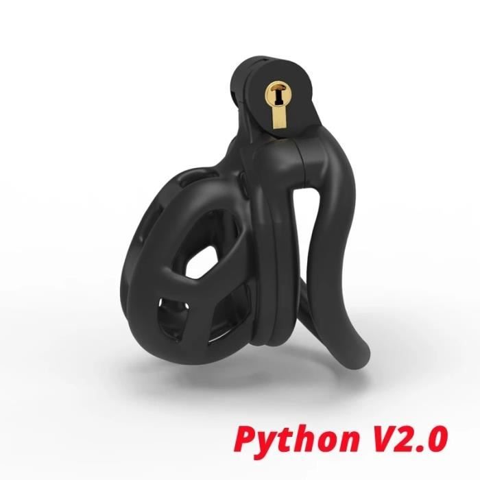 Cage à coq Mamba Python V2.0 3D, dispositif de chasteté personnalisé, anneau de pénis incurvé ...