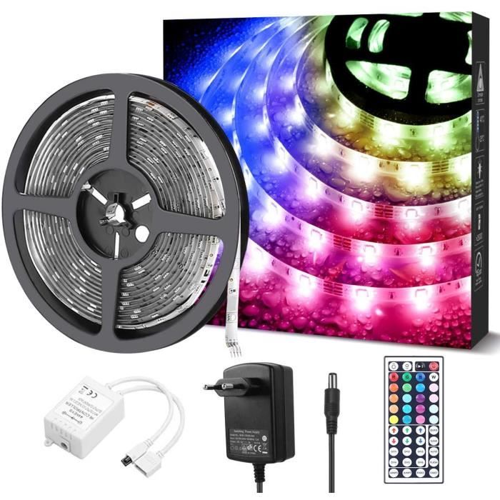 LE 5m Ruban LED RGB Étanche IP65 SMD 5050 Multicolore Dimmable, Bande Lumineuse Adhésif 20 ...