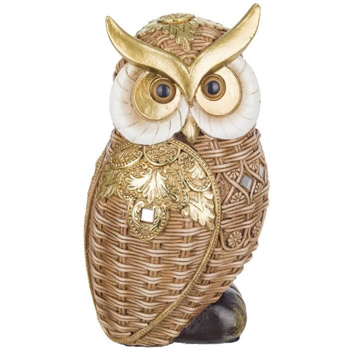 Statue hiboux de decoration - Polyresine - Hauteur 17 cm - Largeur 8 cm ...