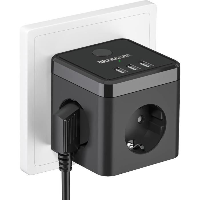 Cube Multiprise Avec Usb, 3 Prises Multiprises (2400 W-10 A), 3 Prises Avec Interrupteur ...