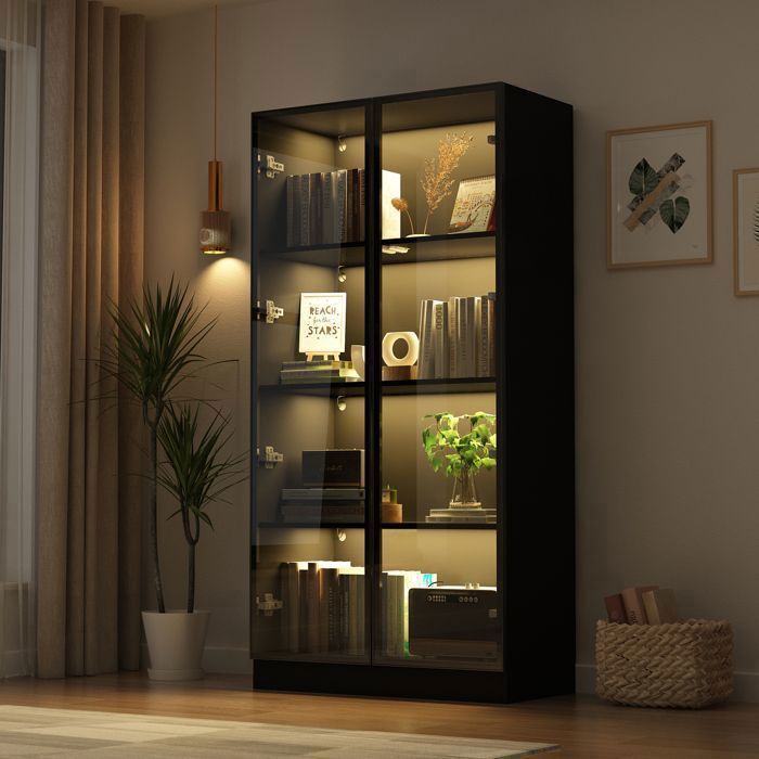 Vitrine pour Collection avec Portes en Verre et Lumières LED Tricolores ...