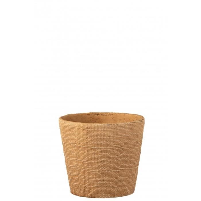 Cache pot en ciment naturel motifs bistro 19x19x17 cm - J-LINE ...