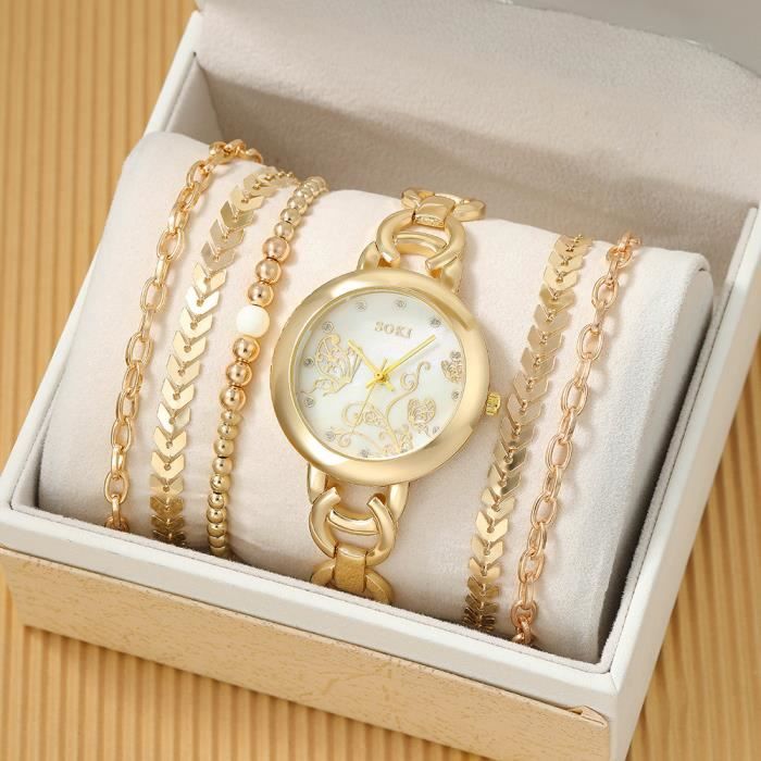 SHARPHY Coffret montre femme + bracelet – doré mode luxe papillon ...