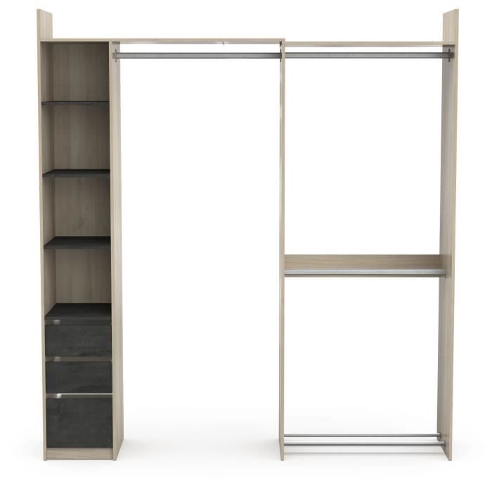 Dressing modulable angle ou droit - L200 cm - Coloris : Naturel et noir ...