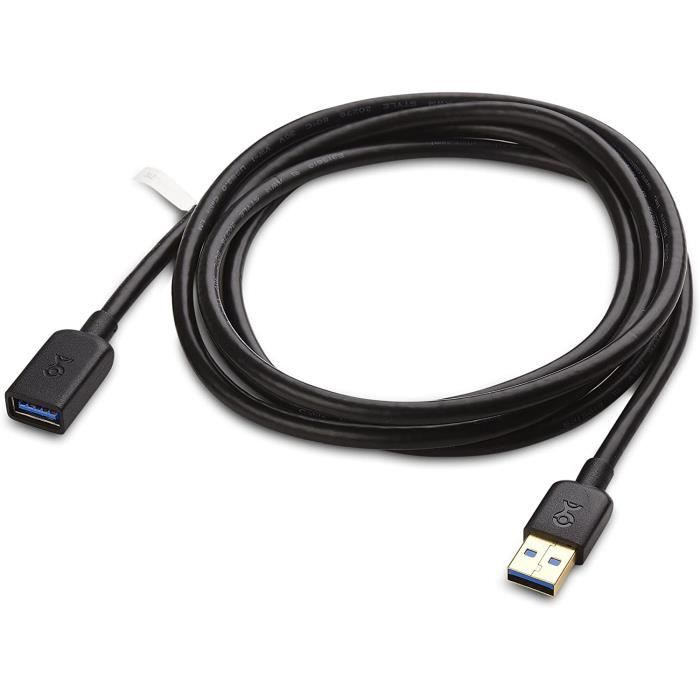 Câble ralonge USB 2 m (rallonge usb 3.0Cable USB Male Femelle) noir ...