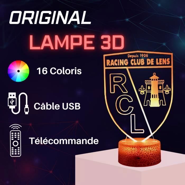 Lampe de Chevet 3D LED - RC Lens - Multicolore - Tactile - Télécommande ...