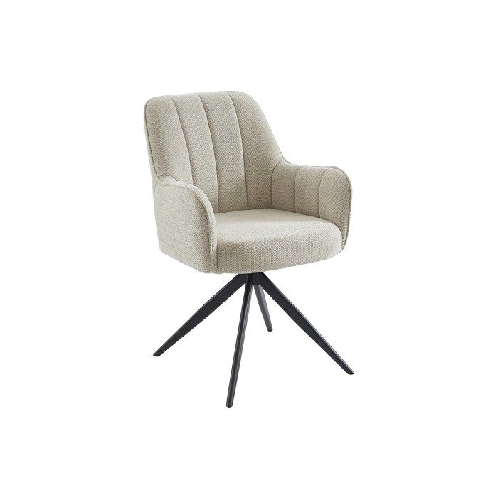 Lot de 2 chaises pivotantes avec accoudoirs en tissu et métal noir ...
